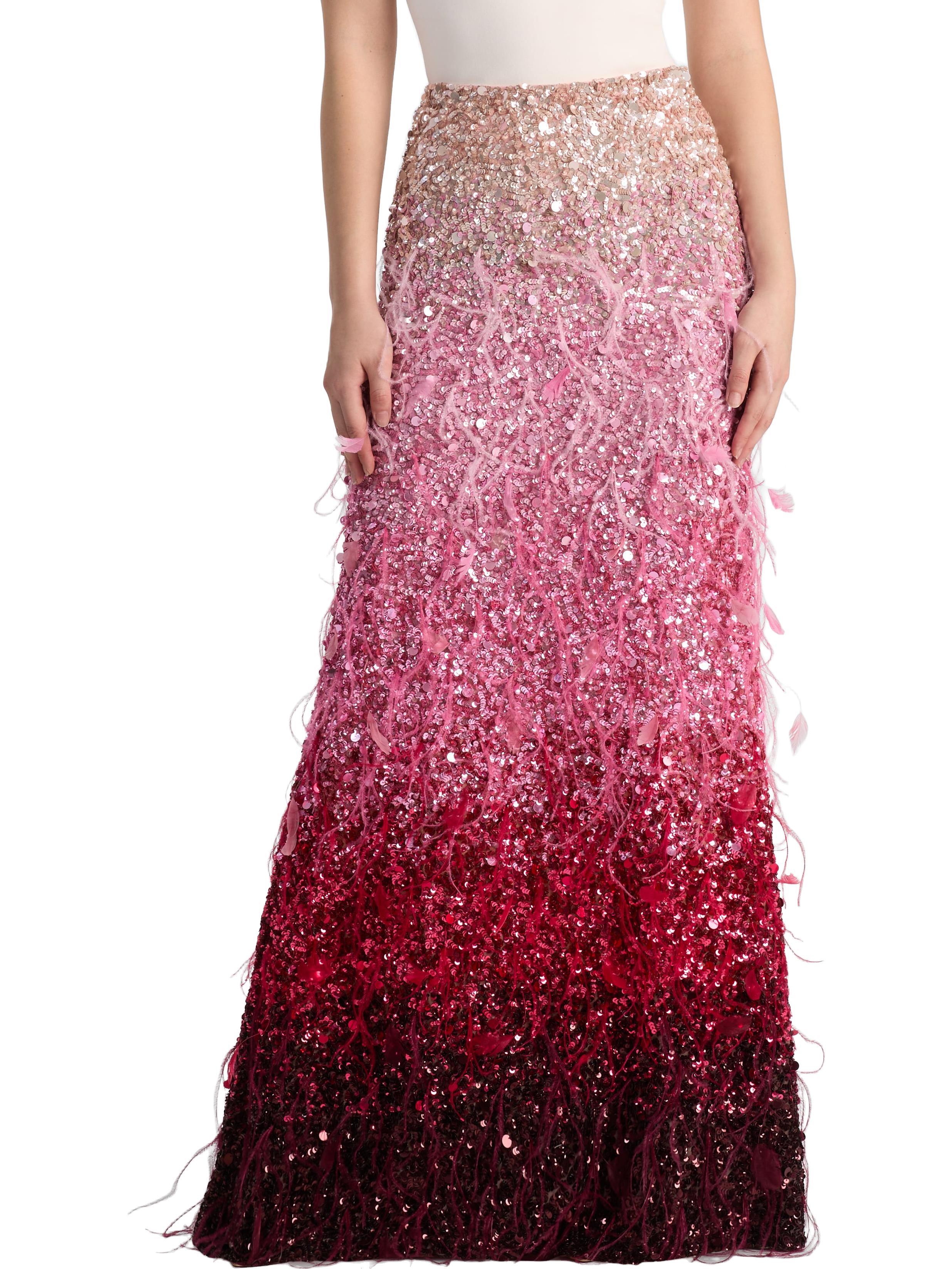 ALICE + OLIVIA Ashton Feathered Skirt